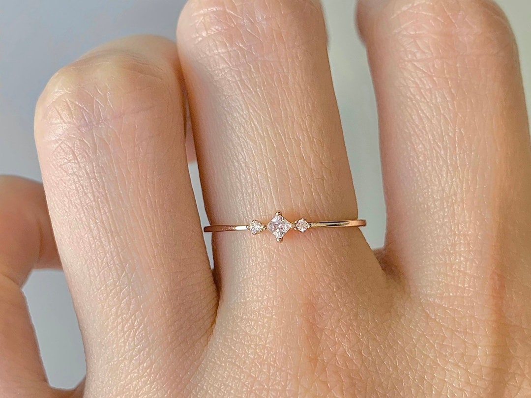 Koi Dainty Ring Rose Gold Filled Rings for Women Delicate Gemstone ...