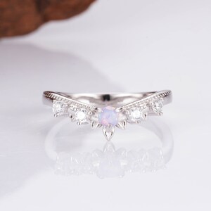 April Purple Opal and Amethyst Ring Set Dainty Minimalist Crystal ...