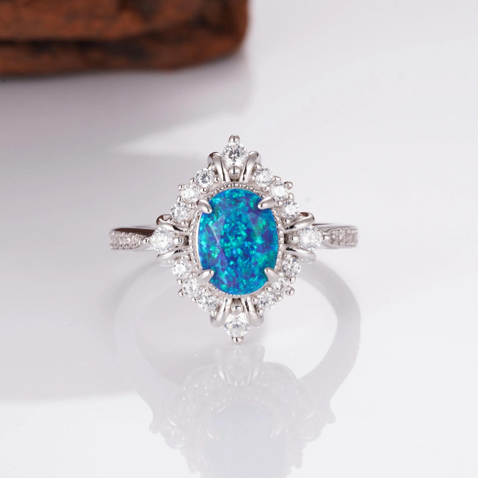 Mei Starry Night Blue Opal Ring Jewelry Dainty Sterling Silver ...
