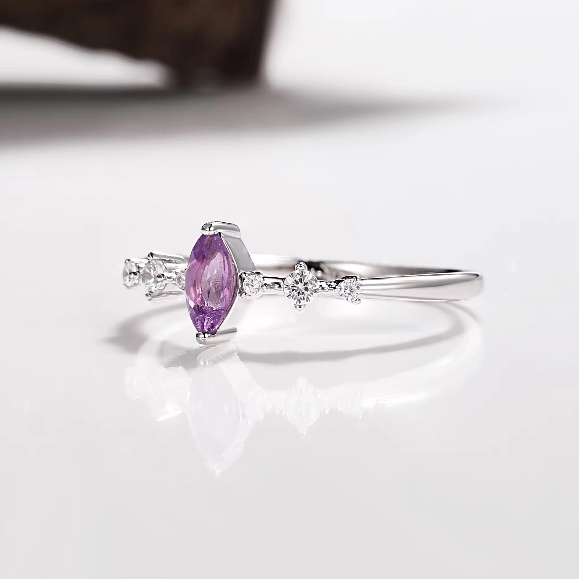 Ava Amethyst Ring Sterling Silver Rings for Women 14K Gold Filled ...