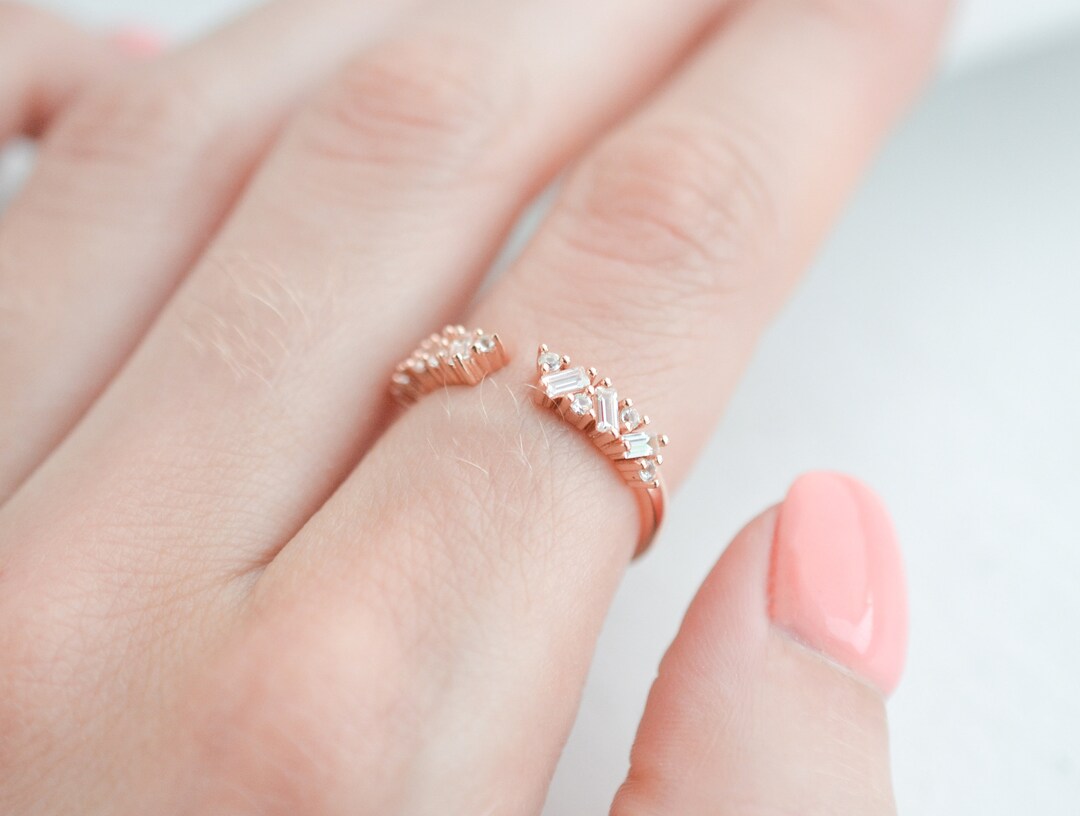 Jni Curved Wedding Band 14k Rose Gold Vermeil Ring Sterling Silver Open ...