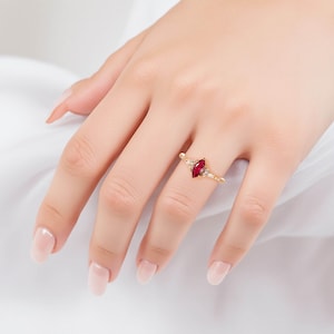 Alice Ruby Ring 14K Gold Filled - Marquise Gemstone Engagement Ring for ...