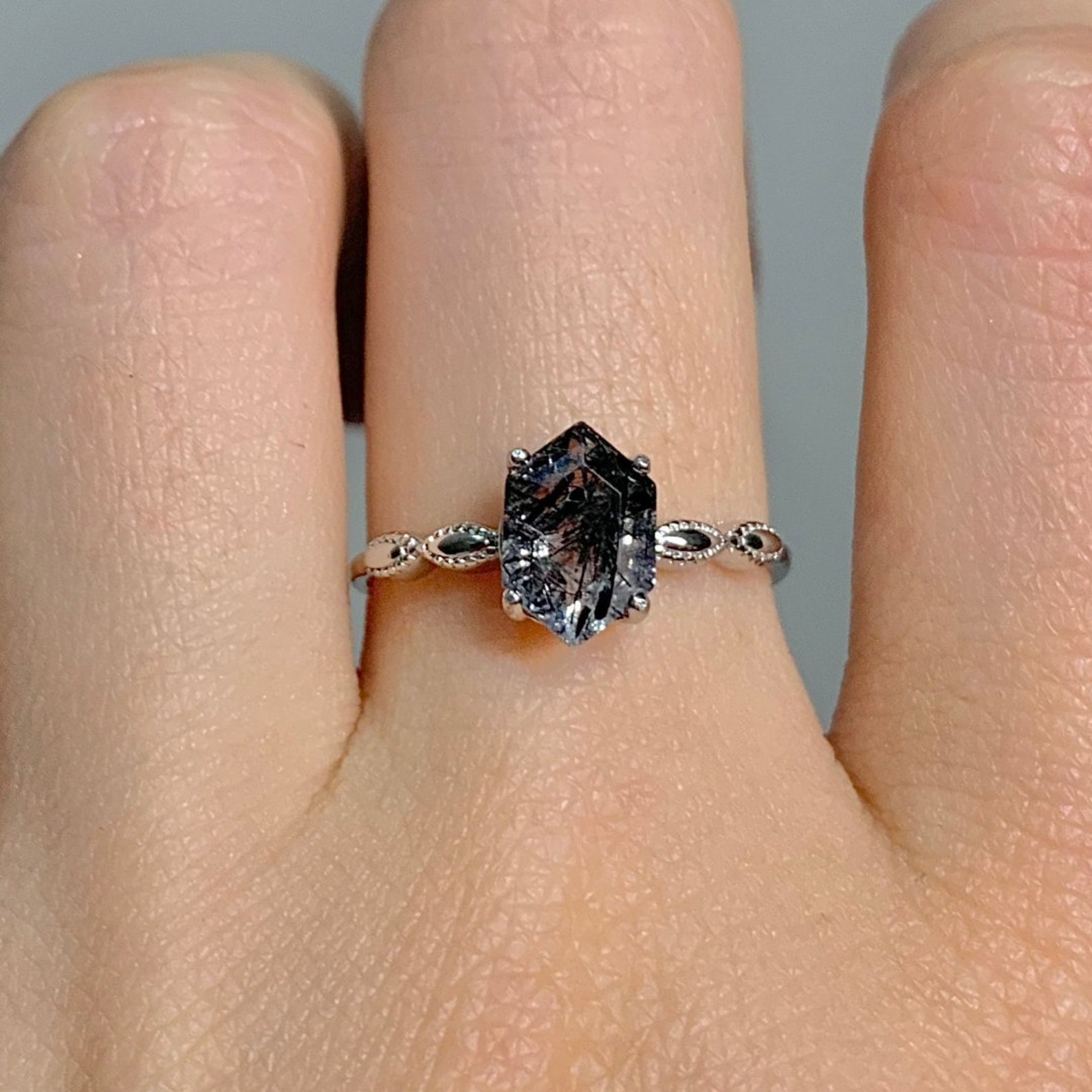 Iza Rutilated Quartz Engagement Ring Sterling Silver Rings for - Etsy