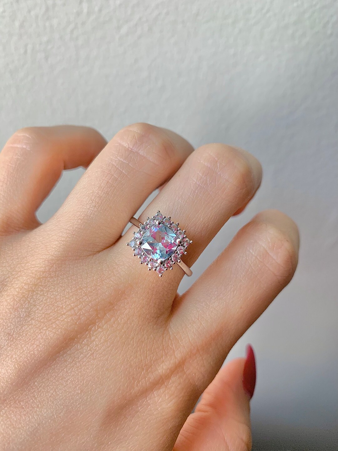 Fey Aquamarine Ring Sterling Silver Engagement Women Statement - Etsy