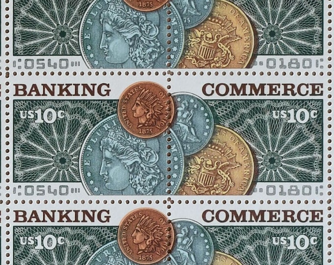 Banking and Commerce Unused Sheet Full Pane of 40 US 10c 1975 Postage ...