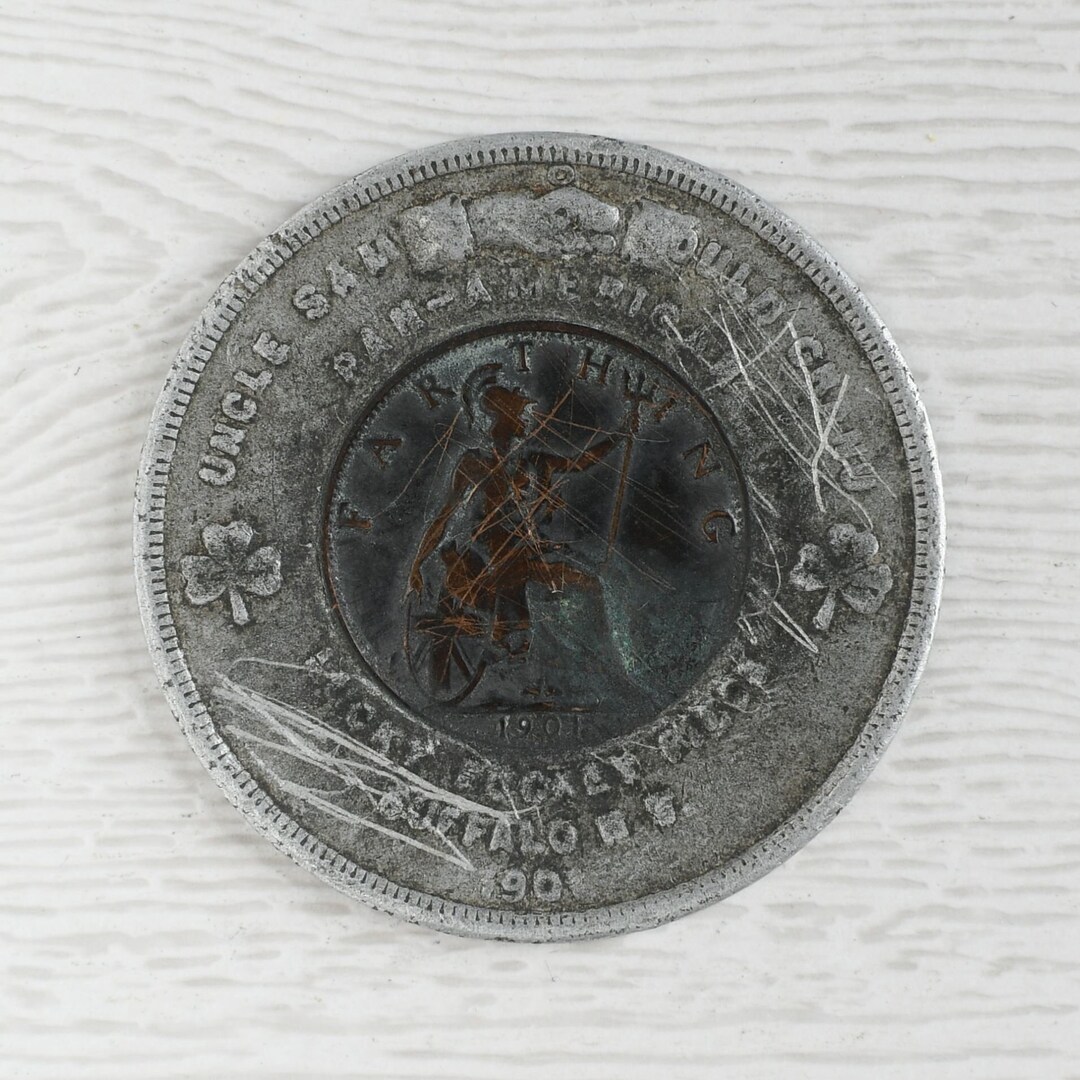 1901 Pan-american Exposition Encased Farthing Lucky Pocket Piece ...