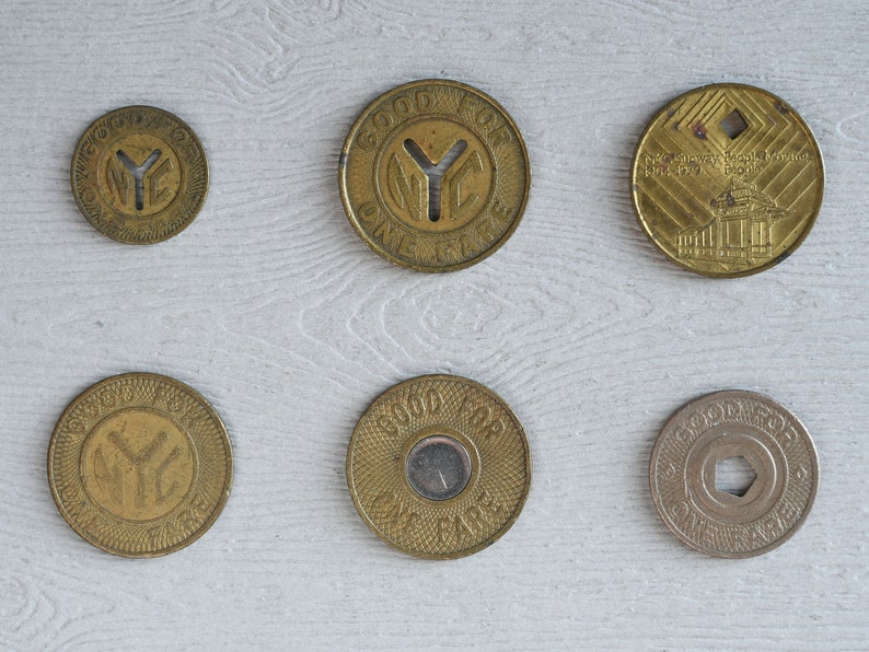 Complete Set of 6 NYC Subway Tokens NYCTA MTA New York City - Etsy