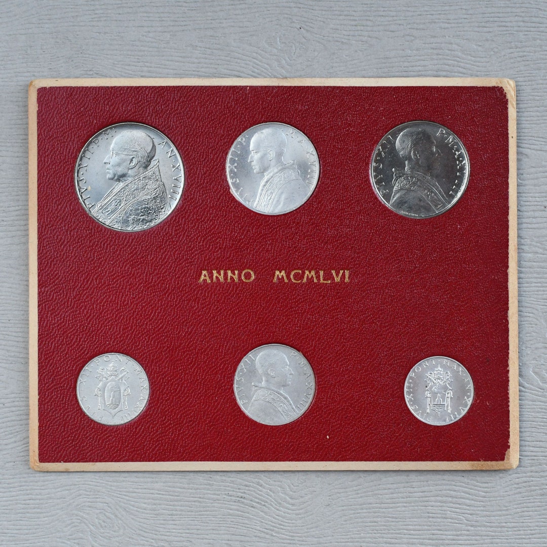 1956 Vatican City Uncirculated 4 Coin Mint Set MCMLVI (pope Pius XII ...