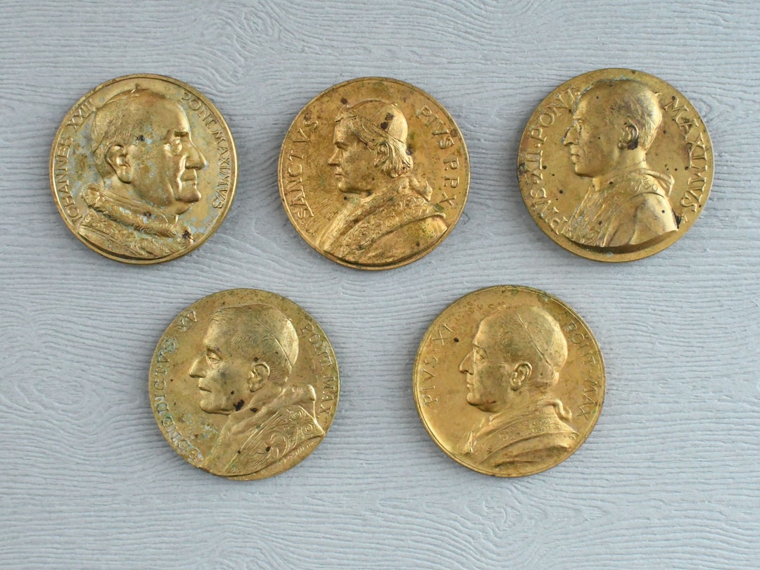 The Popes of the 20th Century 1903-1963 Set of 5 Gilded Papal Medals Medallions - Etsy