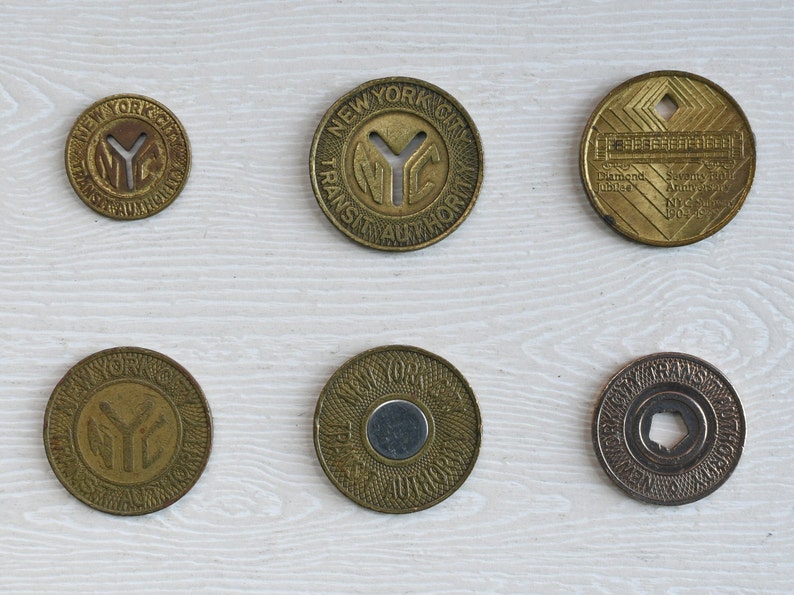 Complete Set of 6 NYC Subway Tokens NYCTA MTA New York City | Etsy