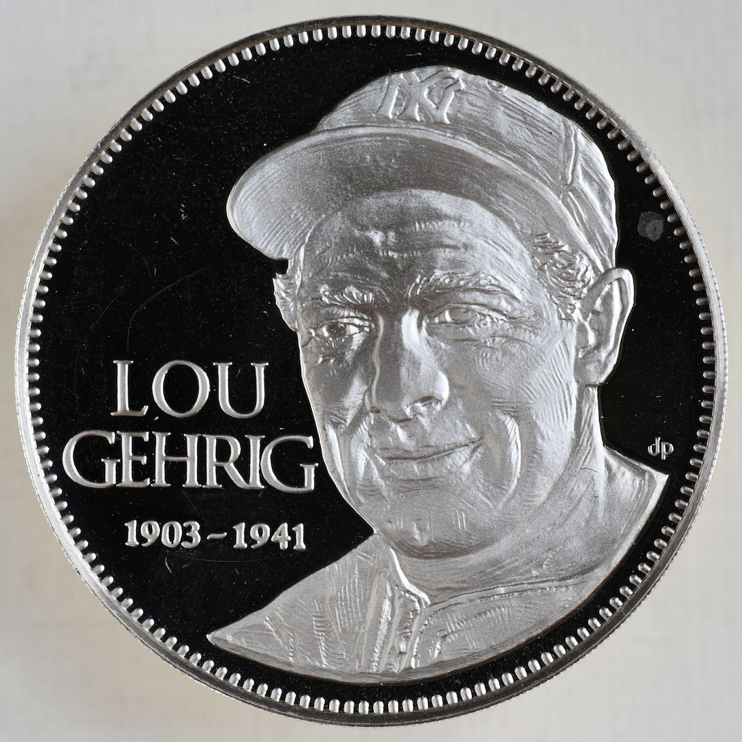 1977 Lou Gehrig "the Iron Horse" (1903-1941) NCS Sterling Silver Proof ...