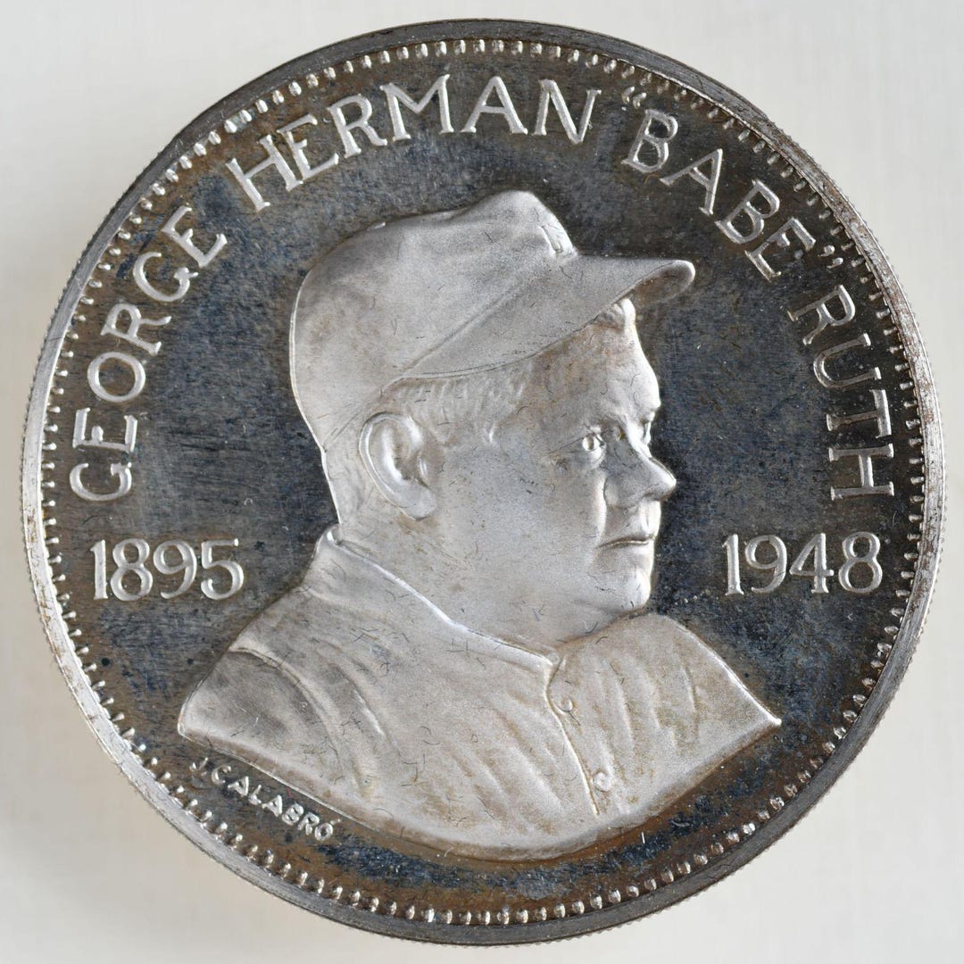 1969 George Herman "babe" Ruth (1895-1948) NCS Sterling Silver Round - Etsy
