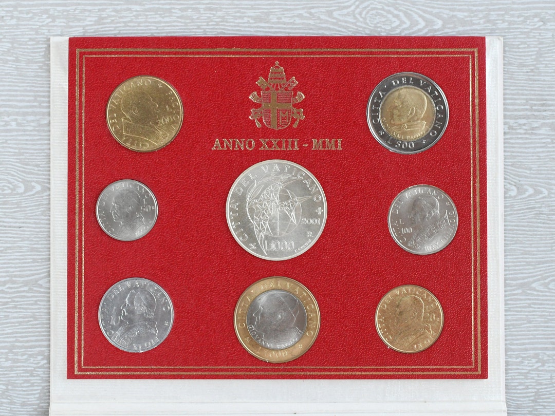 2001 Vatican City Uncirculated 8 Coin Mint Set (pope John Paul 2nd ANNO ...