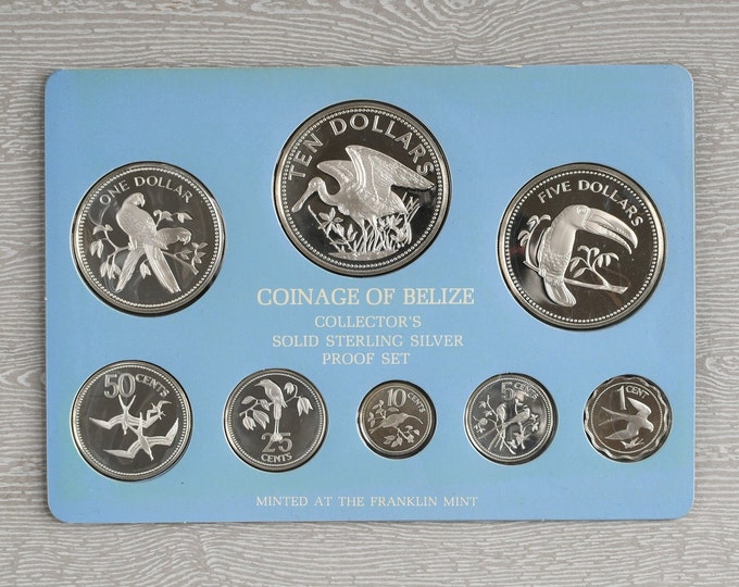 1981 Belize 8-coin Solid Sterling Silver Proof Set (the Franklin Mint ...