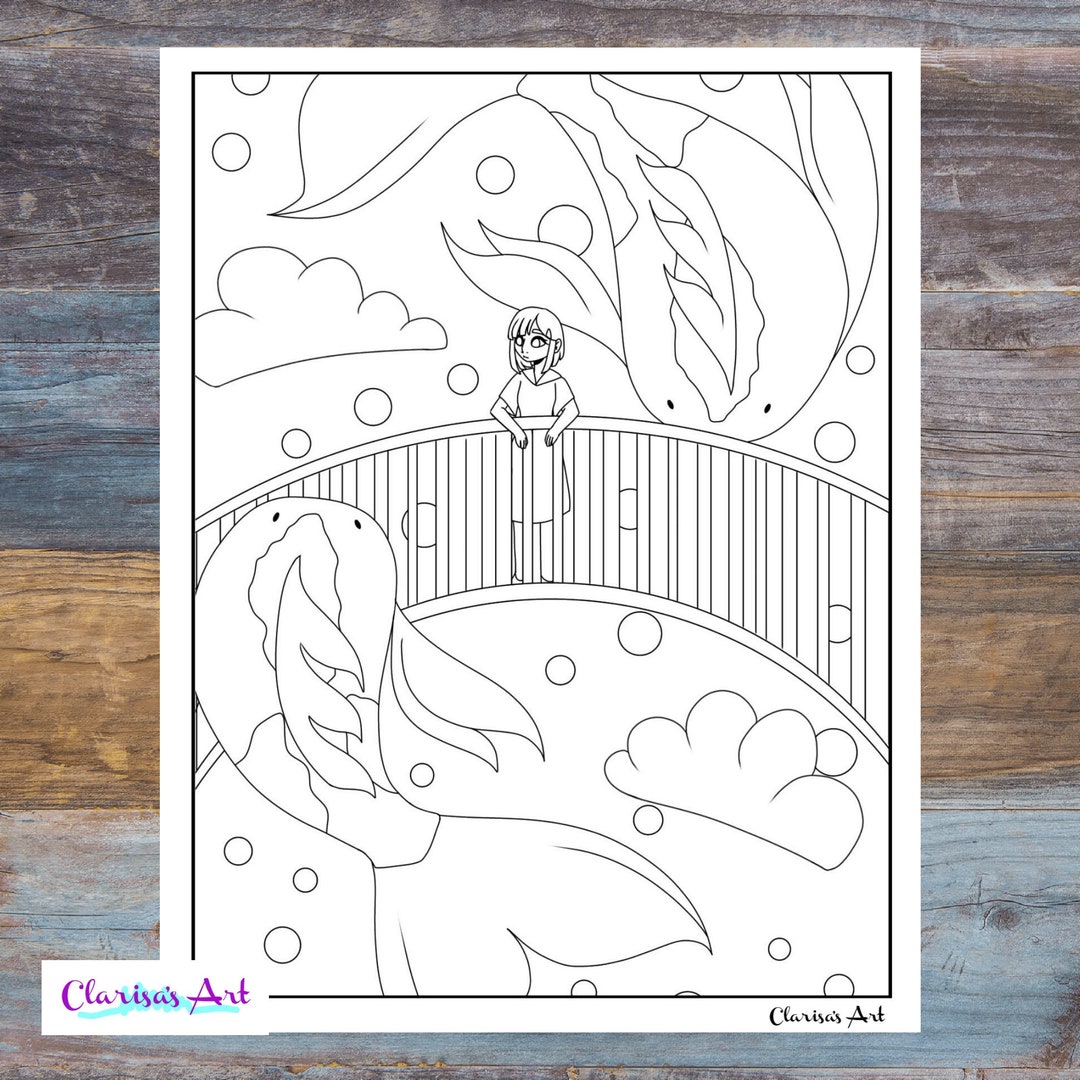 Koi Pond Coloring Page | Fun Anime Coloring Page for Children and ...