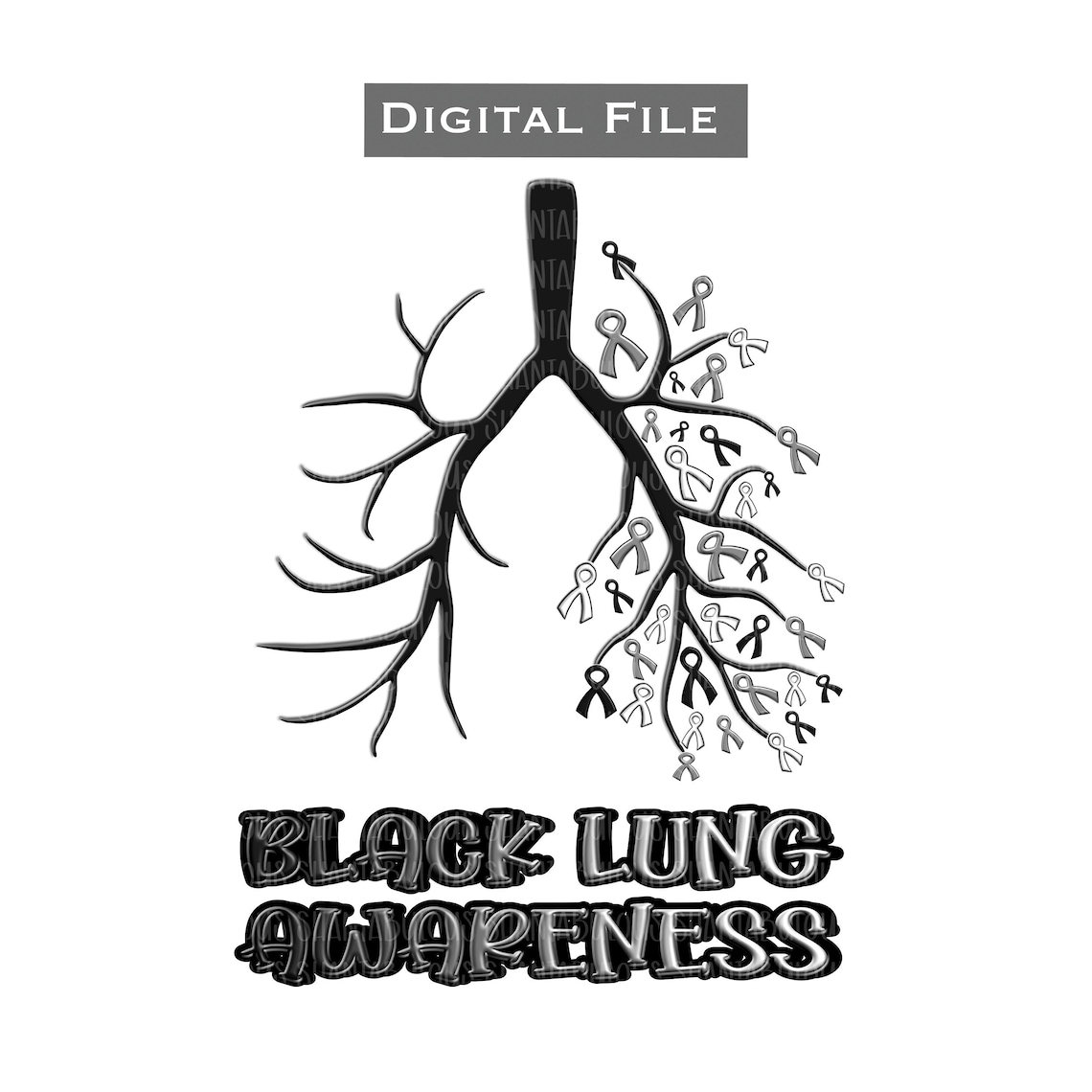 Black Lung Awareness Ribbons, Lung Cancer Ribbons, Png 400 Dpi ...