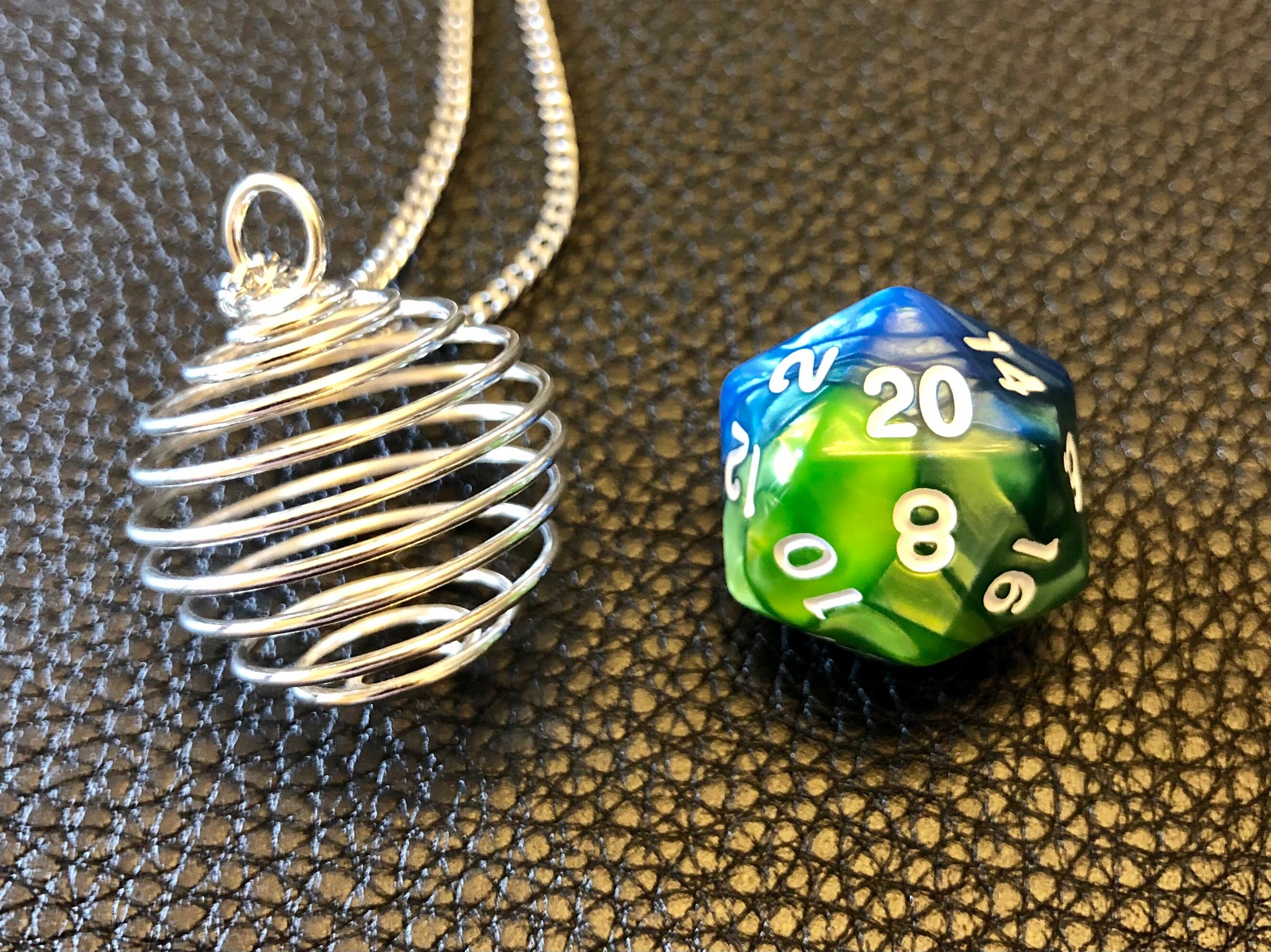 Spiral Wire Wrapped Removable 16mm D20 Dice Necklace | Etsy