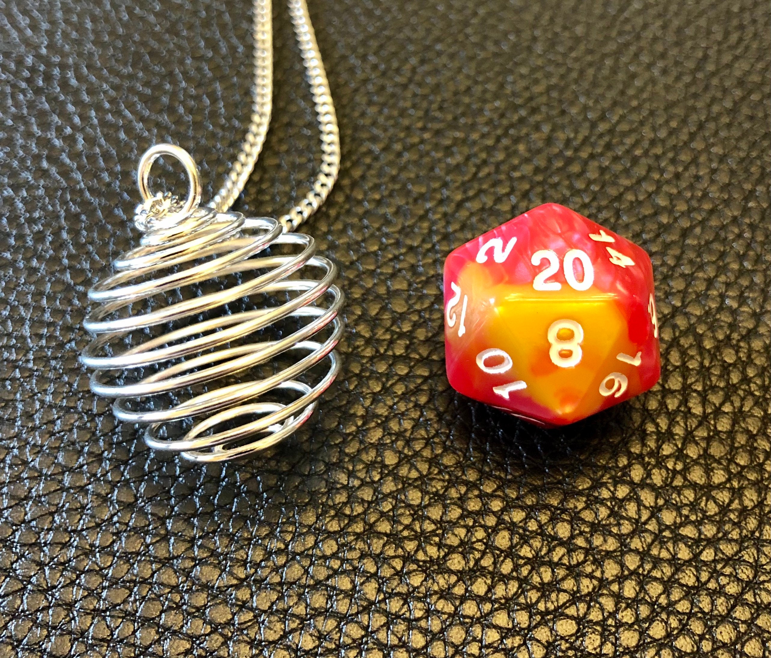 Spiral Wire Wrapped Removable 16mm D20 Dice Necklace | Etsy