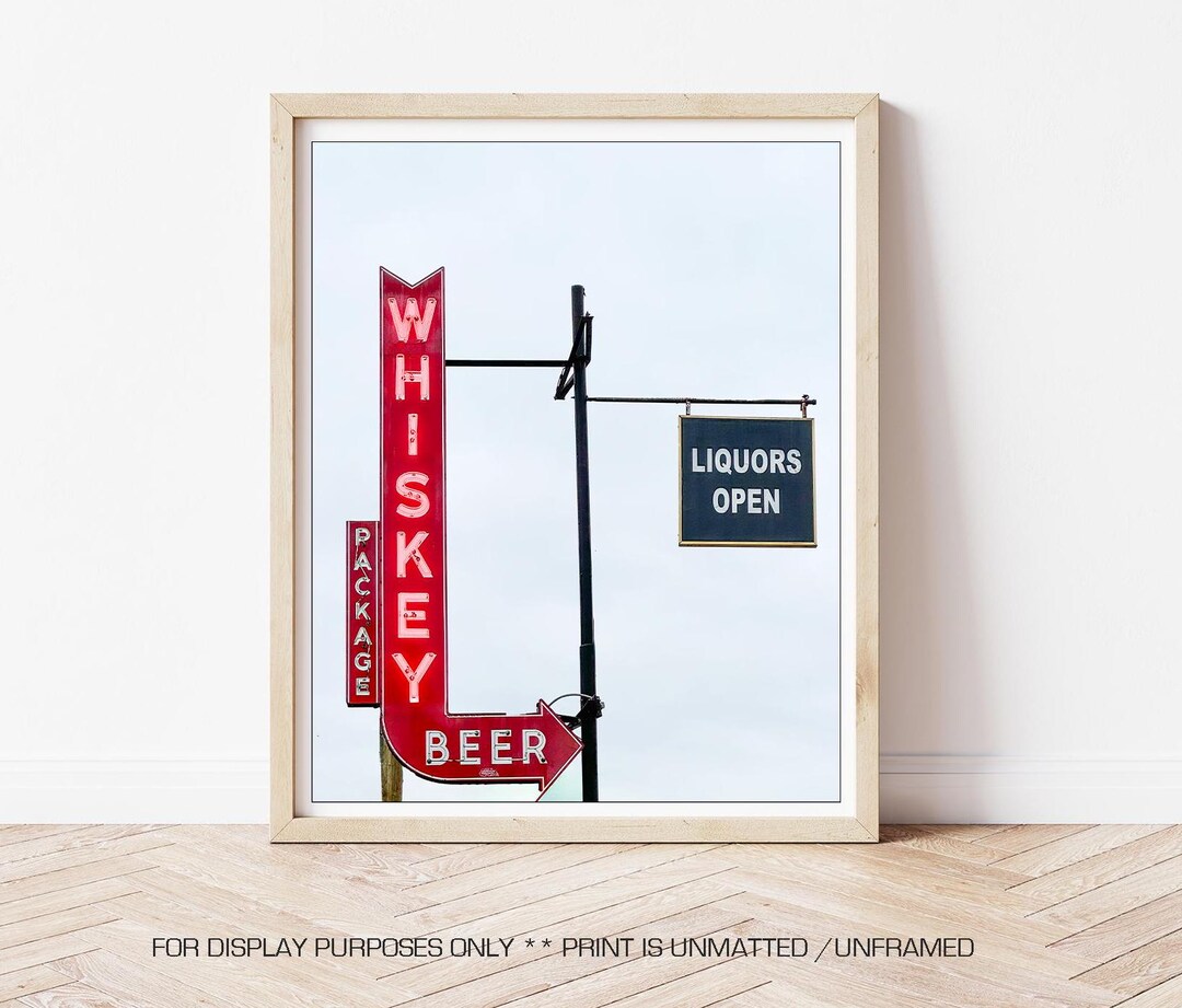 Whiskey Photography - Neon Whiskey Sign, Whiskey Photo, Man Cave Decor ...