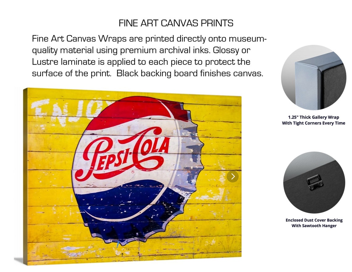 Pepsi Wall Art Pepsi Sign Vintage Pepsi Photo Pepsi - Etsy