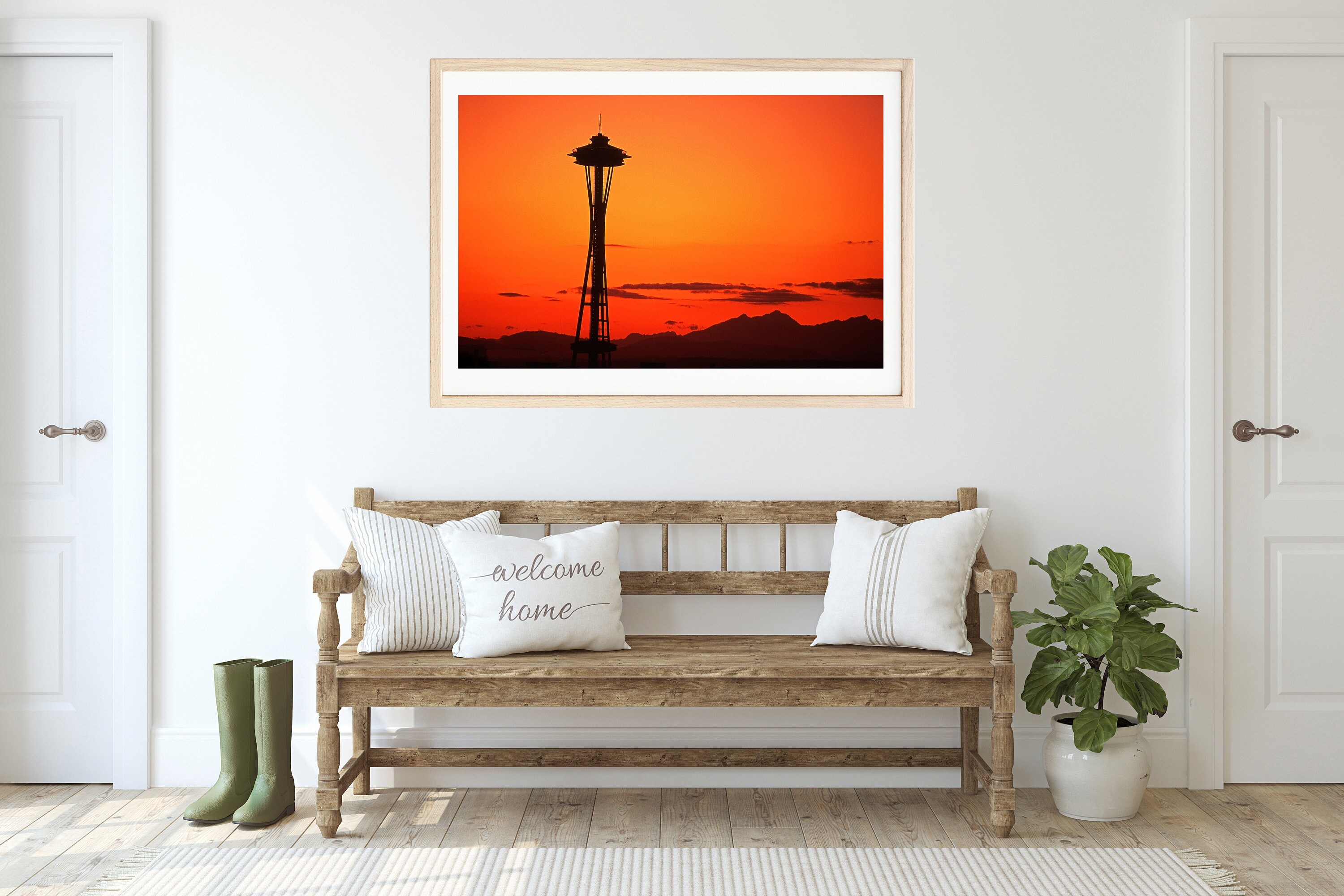 Seattle Space Needle Space Needle Orange Photo Pikes Place - Etsy