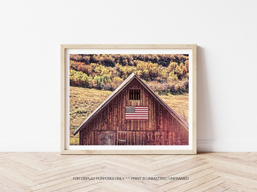 American Flag Barn - Rustic Barn, Farmhouse Decor, American Flag, Barn ...