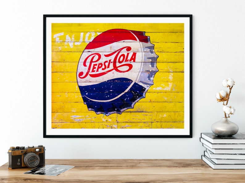 Pepsi Wall Art, Pepsi Sign, Vintage Pepsi Photo, Pepsi Photography ...