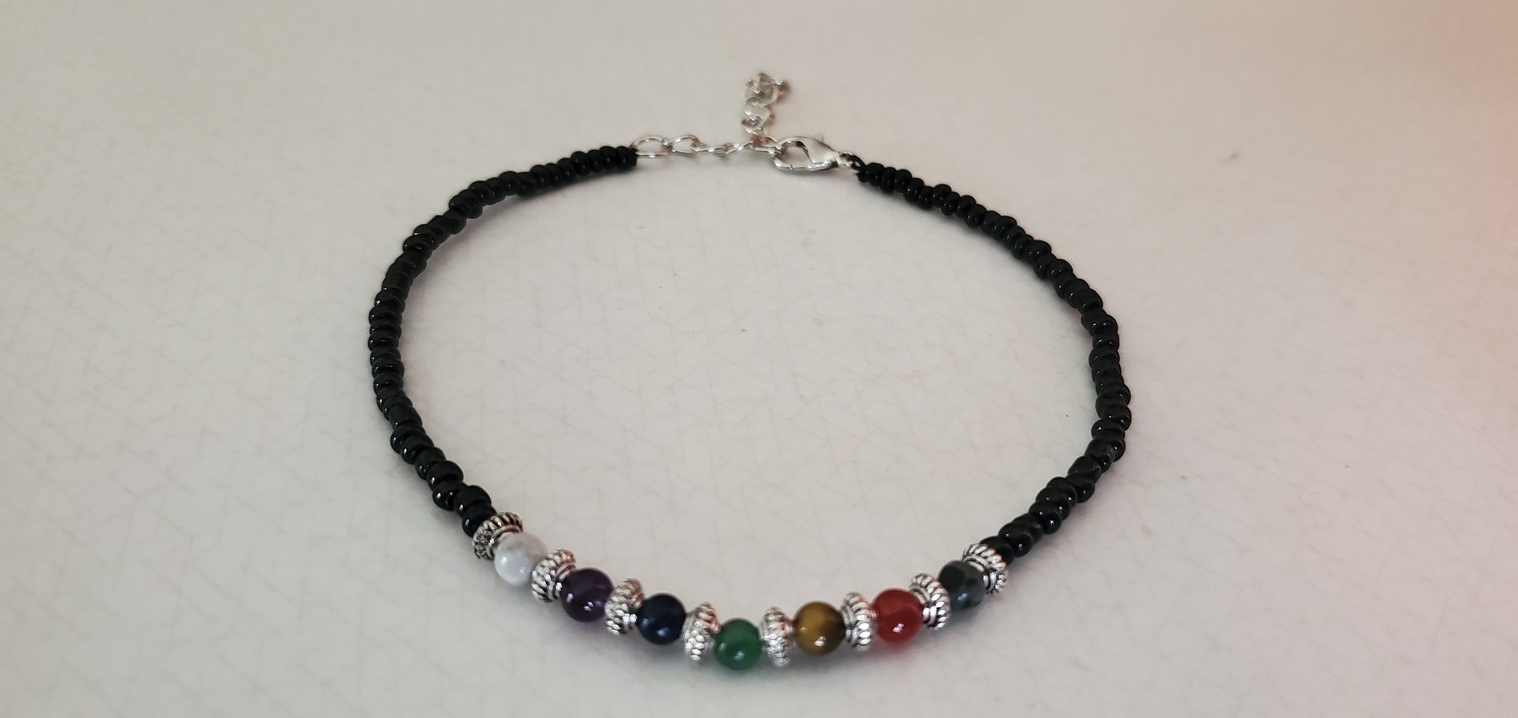 MODERN ANKLET PROTECTIVE Anklet 7 Chakra Stone Charm Anklet | Etsy