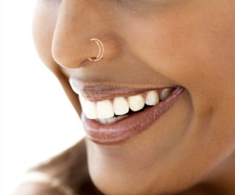 MOON NOSE HOOP Thin Nose Ring 20 Gauge Double Gold Layered - Etsy