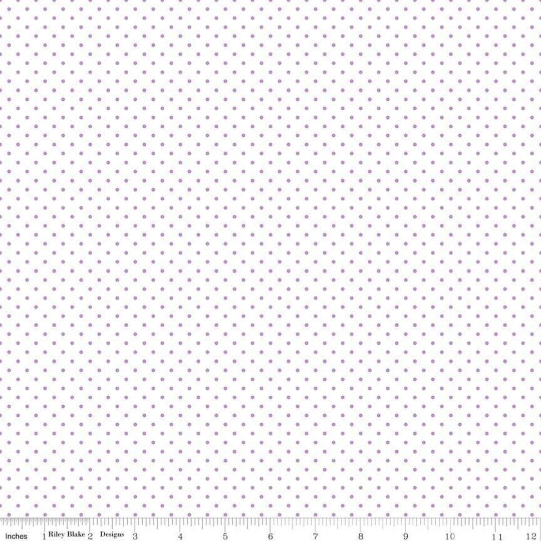 Lavender Small Dot Fabric - Riley Blake Swiss Dot - White and Purple ...