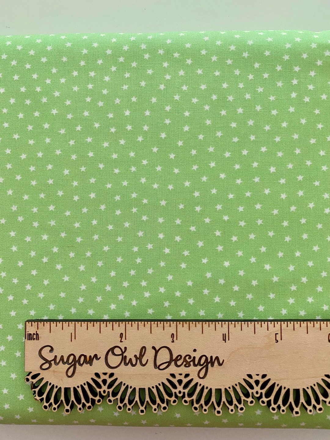 Lime Green With White Star Fabric - Andover Star in Lime Green - Woven ...
