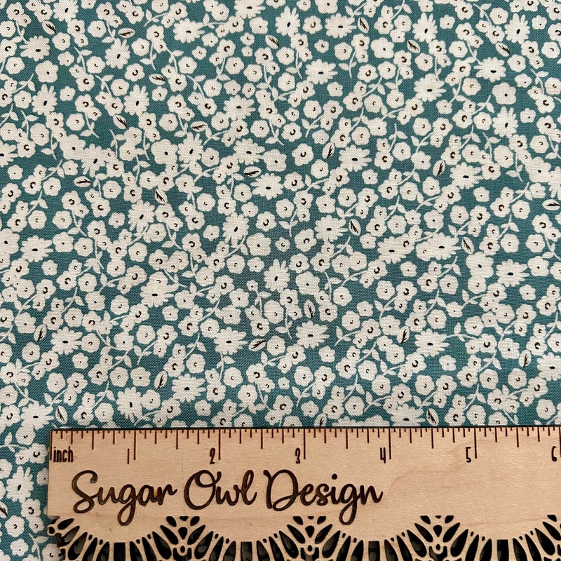 Teal Floral Fabric - Etsy