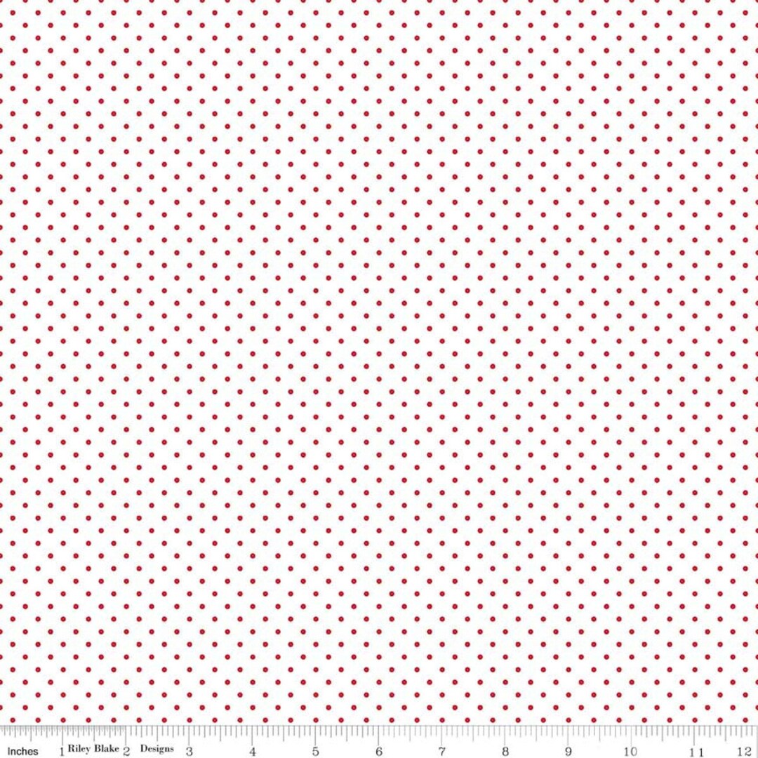 LAST 13 of Red Pin Dot Fabric Riley Blake Swiss Dot White and Red Tiny ...