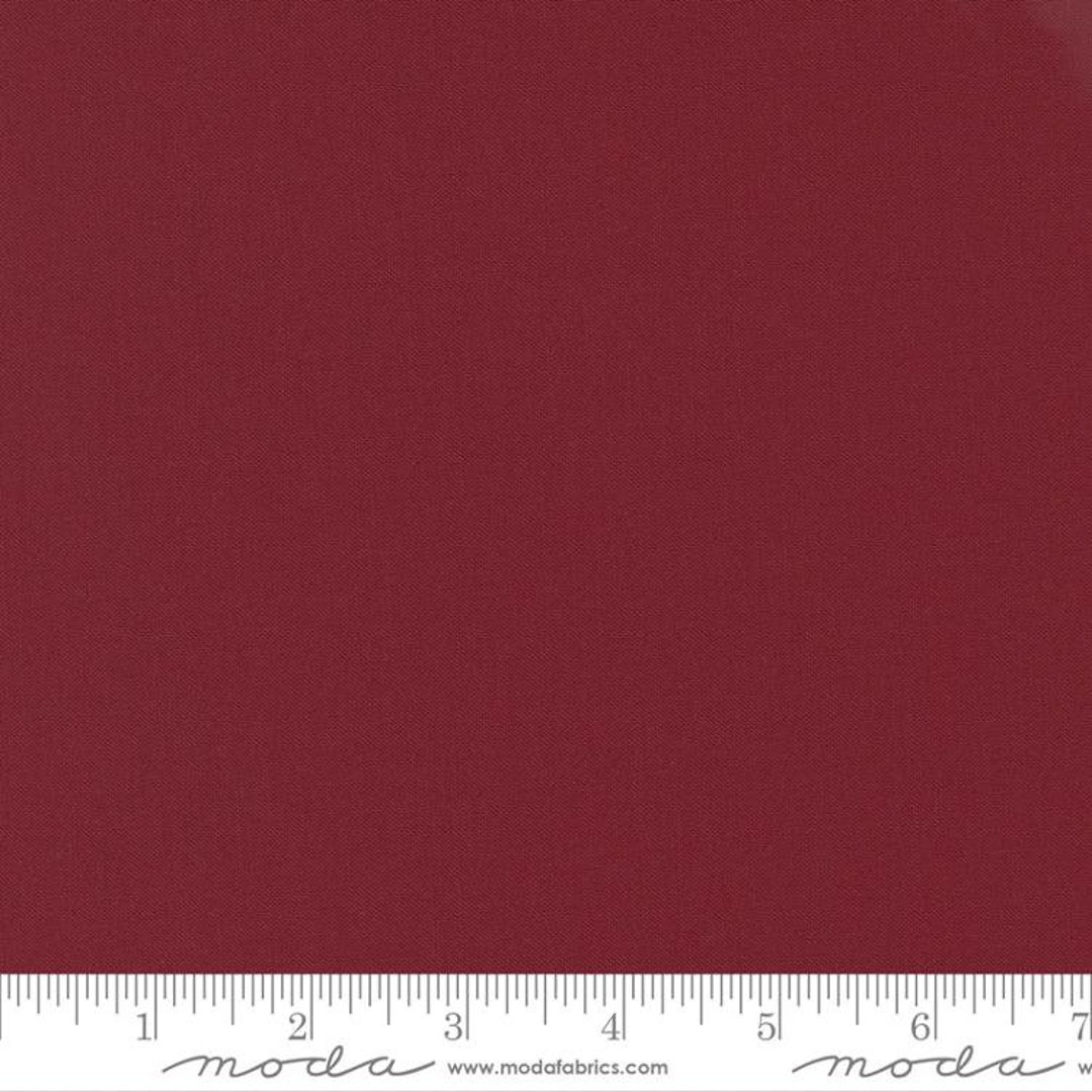 Solid Dark Red Fabric - Moda Bella Solids Kansas Red Cotton - Deep Burgundy Red Colored Solid ...