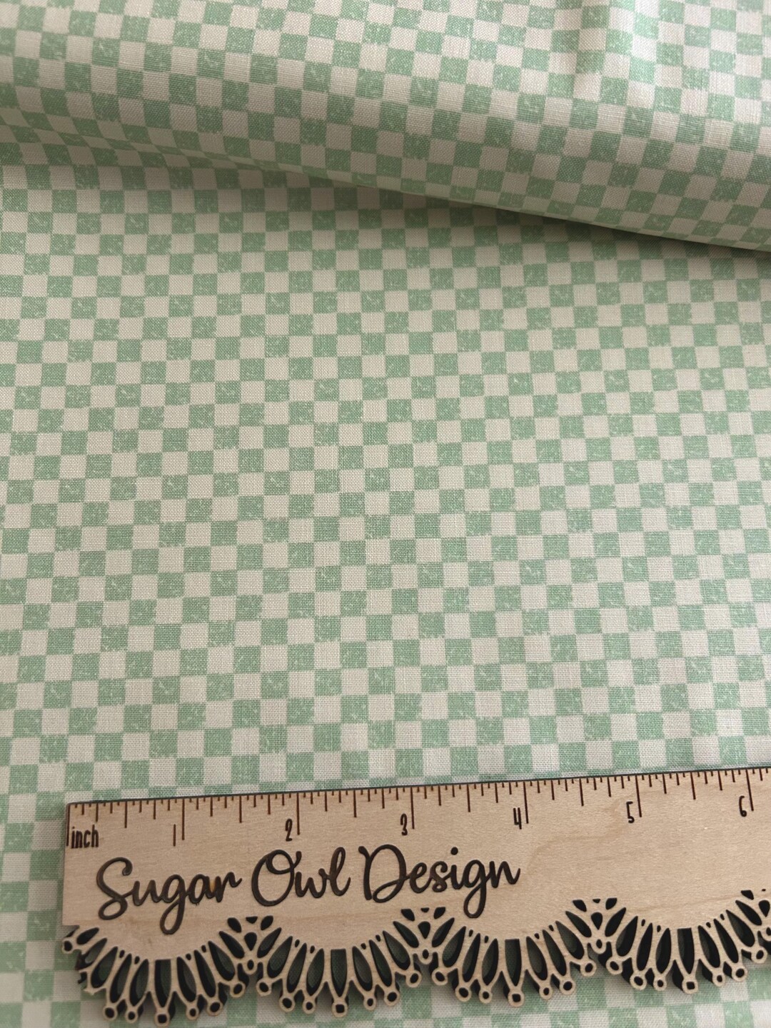 Checked Sage Green and Ivory Fabric - Riley Blake Designs Check Please ...