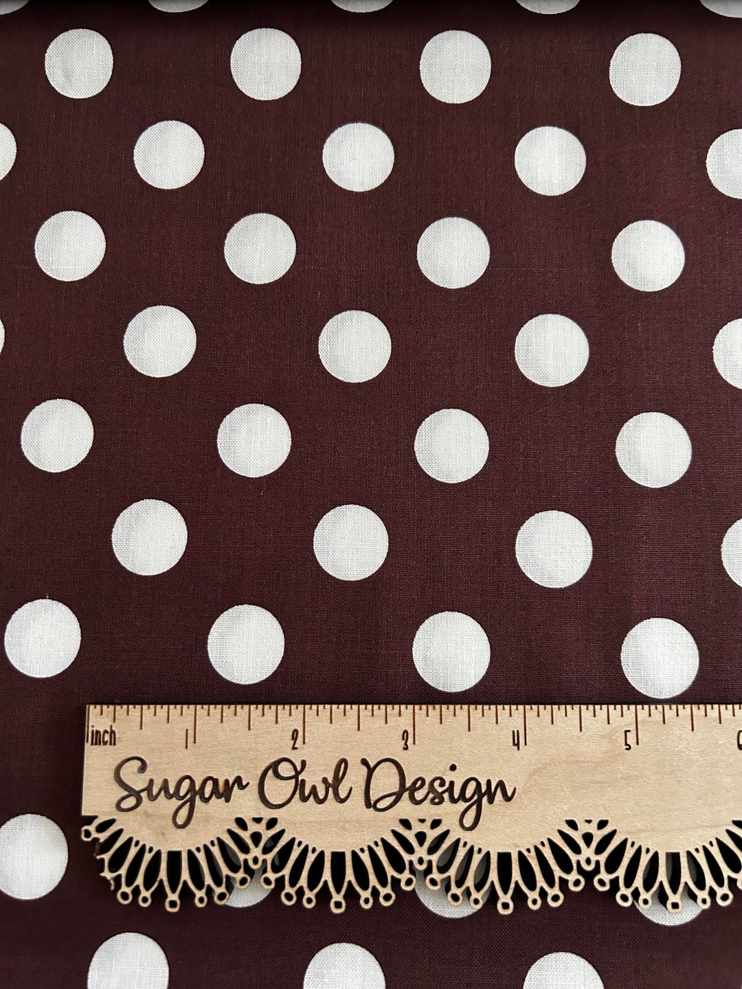 LAST 8" of Brown Polka Dot Fabric - Riley Blake Medium Dot - Brown and ...