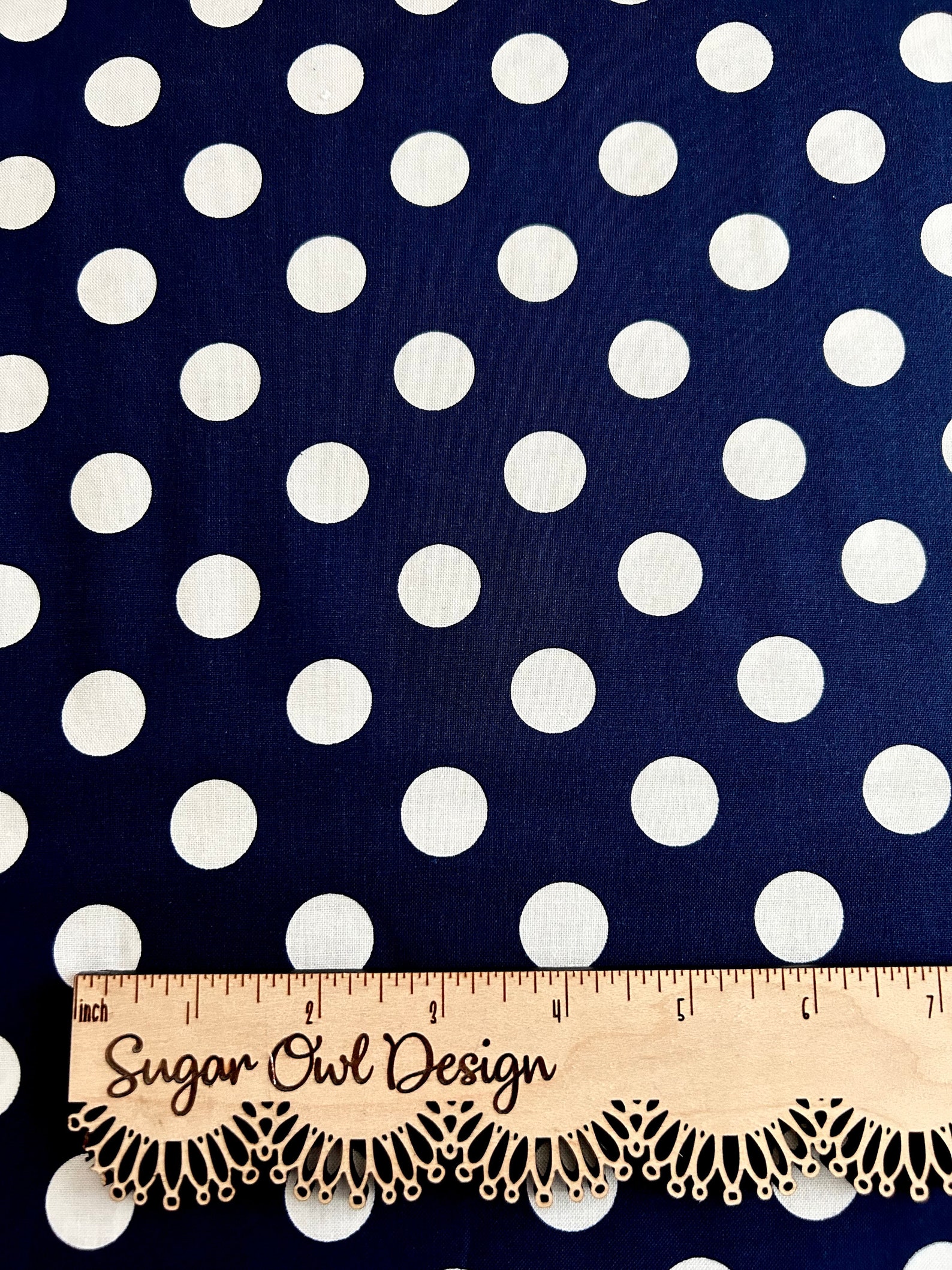 Last 33” of Navy Blue Polka Dot Fabric - Riley Blake Medium Dot - Navy ...