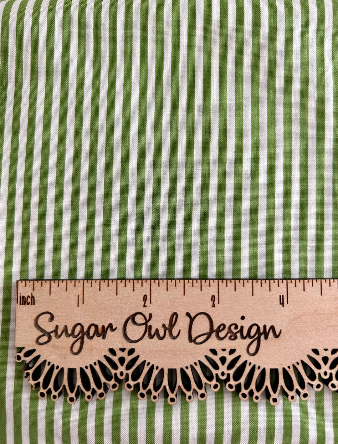 LAST 30” of Clover Green and White Narrow Stripe Fabric Remnant - Riley ...