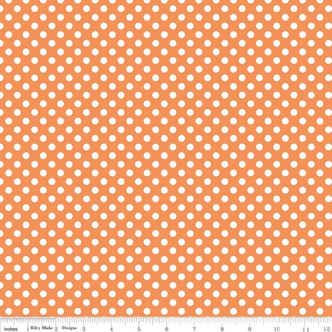Orange Polka Dot Fabric Riley Blake Small Dot in Orange Classic Orange ...