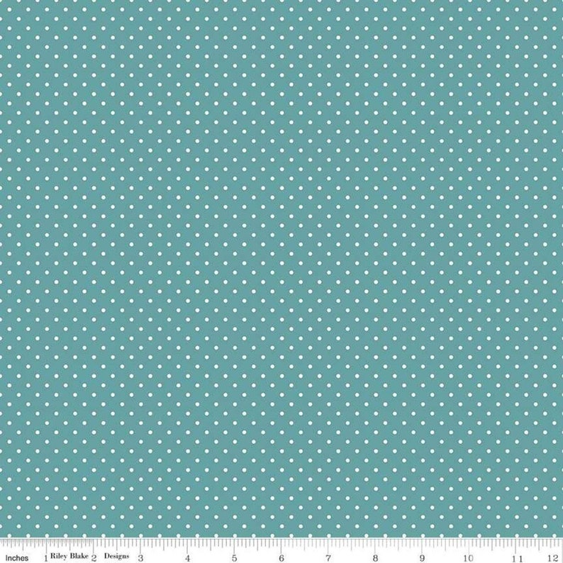 Teal Pin Dot Fabric Riley Blake Swiss Dot Turquoise and - Etsy