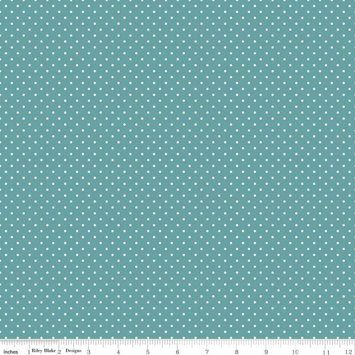 Teal Pin Dot Fabric Riley Blake Swiss Dot Turquoise and | Etsy