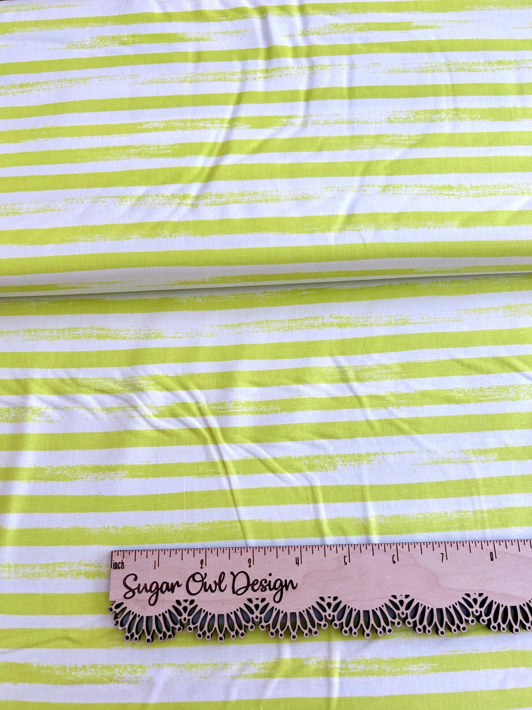 Bright Yellow Green and White Stripe Fabric - Ruby Star Zip Citron 3/8 ...