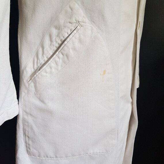 1980s White Au Molinel lab coat long jacket duster XS… - Gem