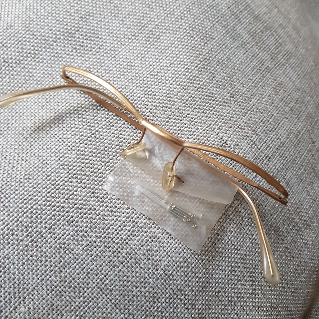Antique French NOS Gold Wire Frame Rimless Spectacles Retro Eye Glasses ...