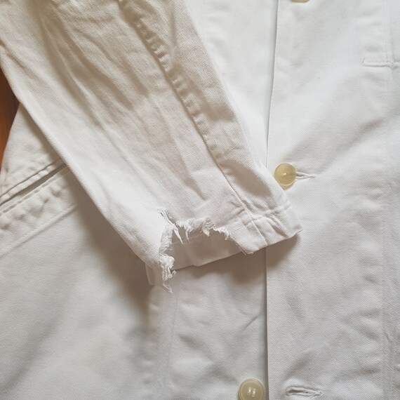 1980s White Au Molinel lab coat long jacket duster XS… - Gem