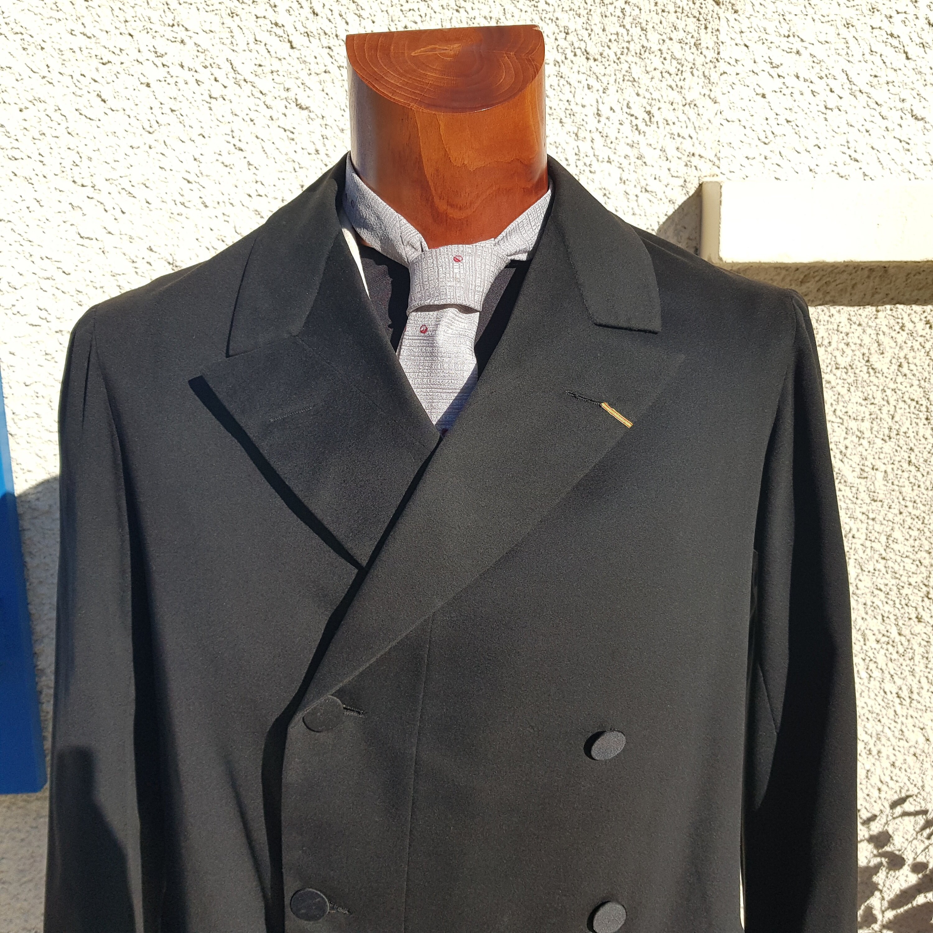 1900s French Antique Black Double Breasted Overcoat Frock Coat Double ...