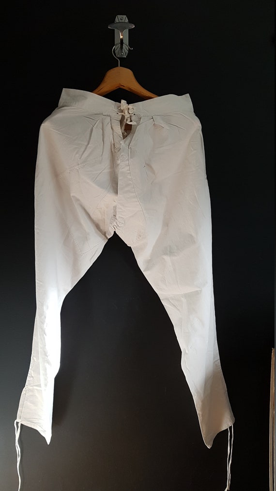 Antique mens linen drawers underwear breeches full le… - Gem