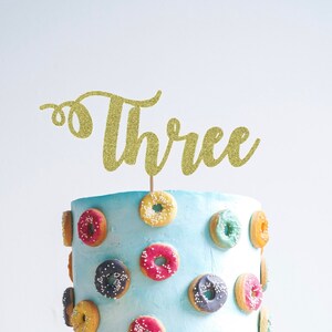 Third Cake Topper, 3rd Cake Topper, Third Birthday Cake Topper, Gold ...