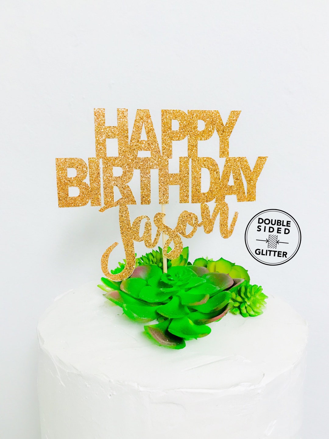 Personalized Happy Birthday Cake Topper, Glitter Birthday Cake Topper ...