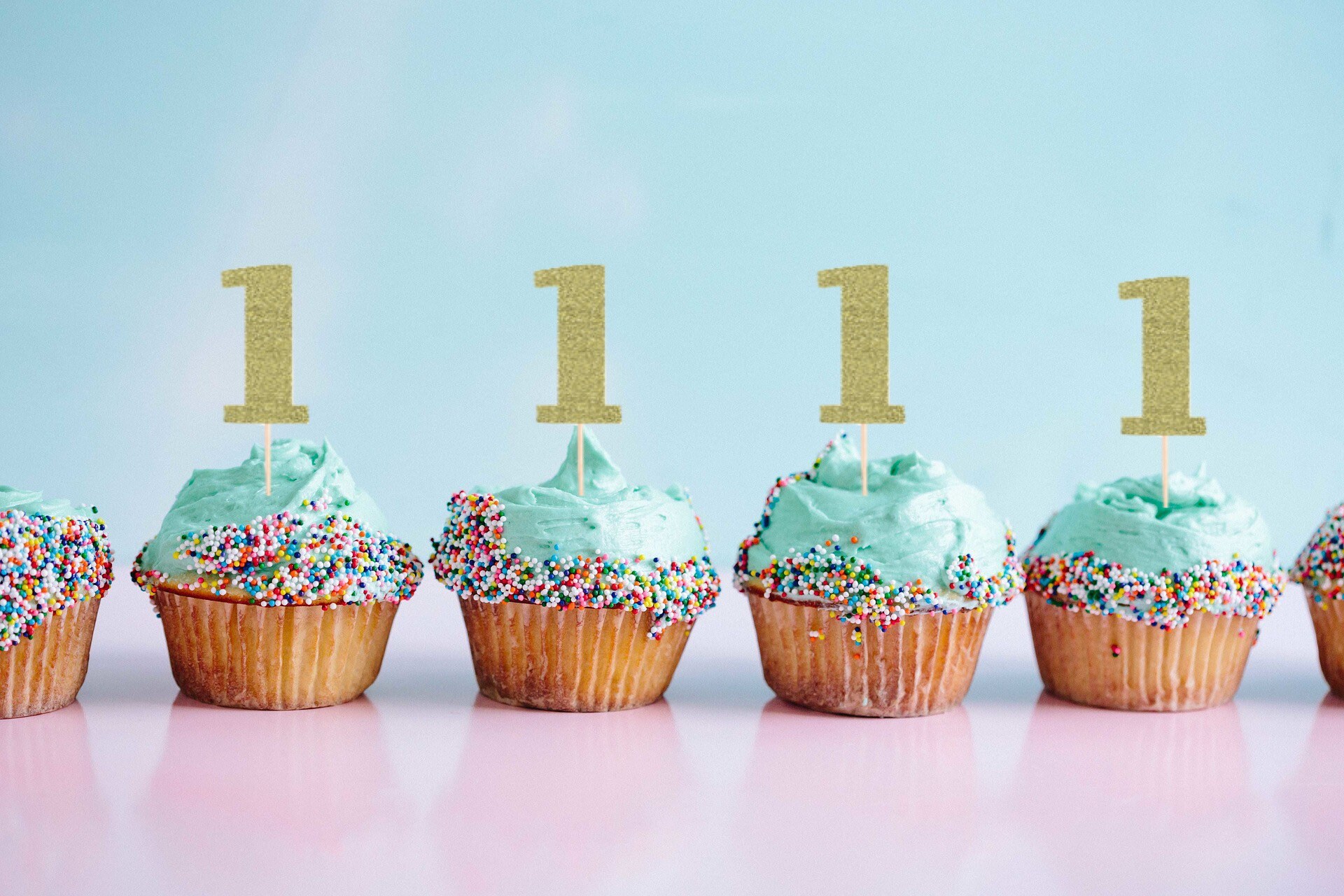 First Birthday Cupcake Toppers, 1st Birthday Cupcake Toppers, Gold 1 ...
